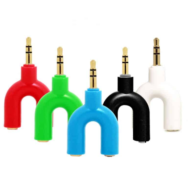 Conector Doble Plug 1 macho 2 hembras Jack 3.5mm - Colores - SIPO