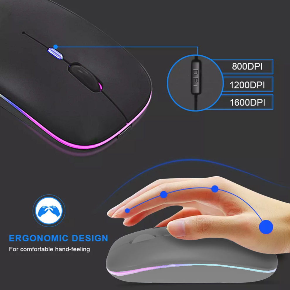 Mouse Inalámbrico Dual Bluetooth Usb Recargable Para Mac Win - SIPO