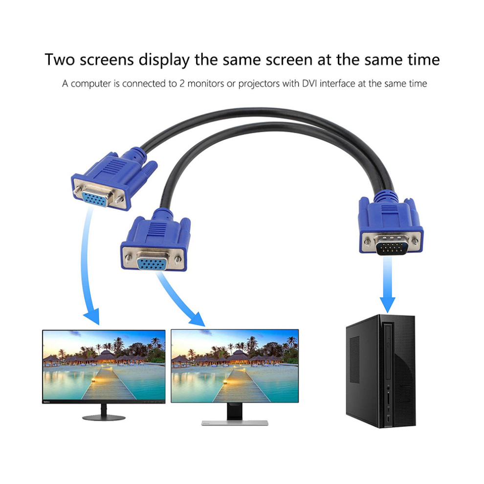 Cable VGA y Splitter Adaptador 2 Salidas 1 Entrada – SIPO