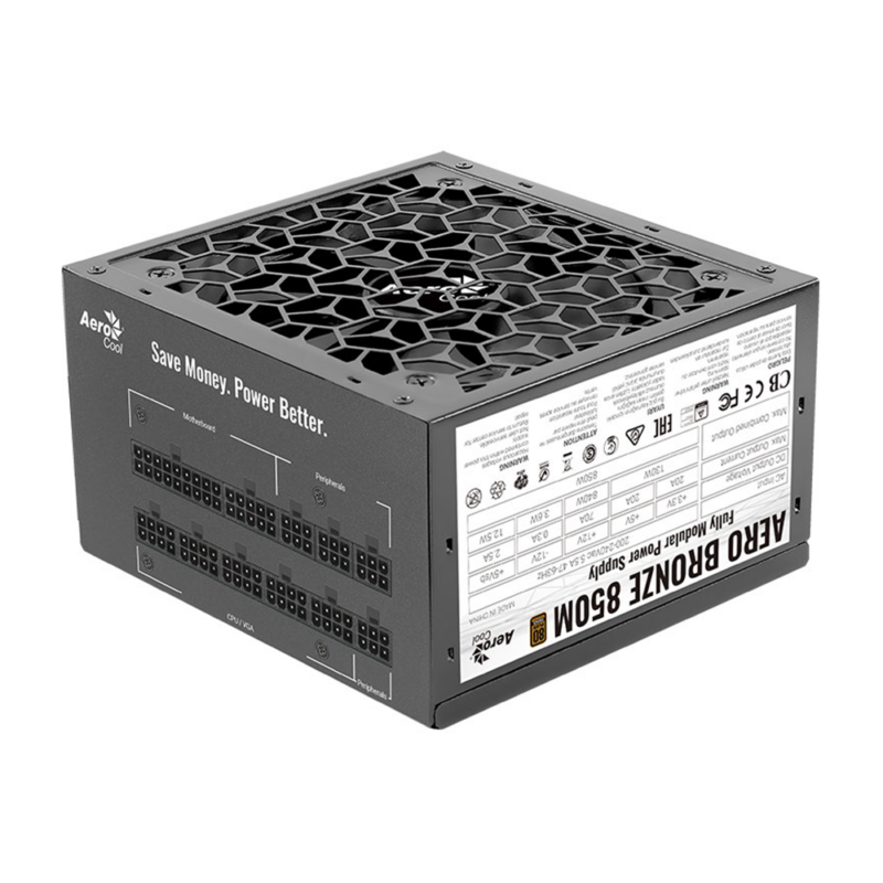 Fuente de Poder Aerocool 850W, Full Modular, Certificada 80+ Plus Bronze – SIPO