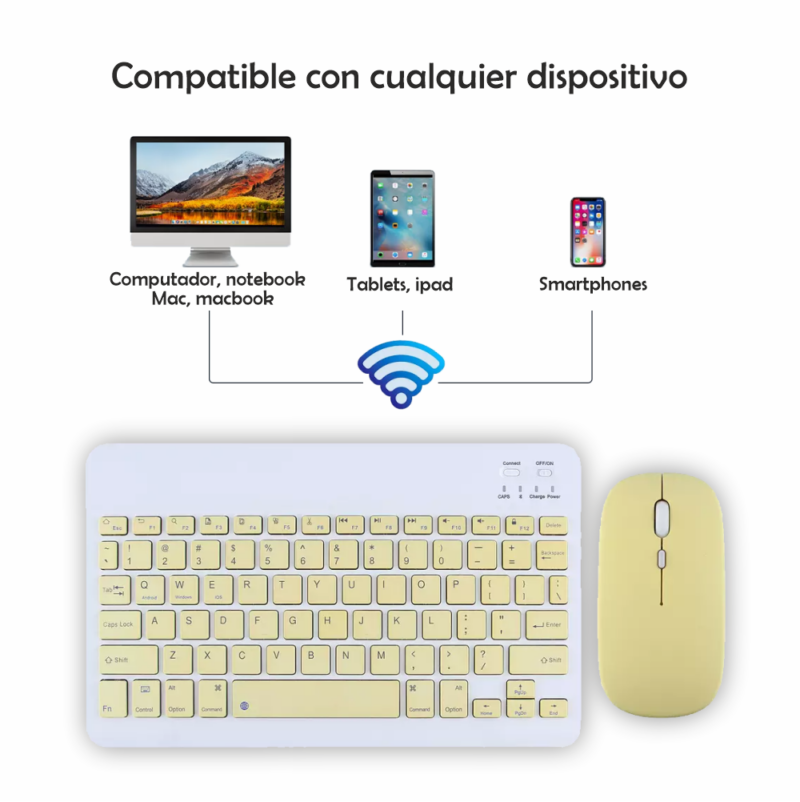 Kit Teclado Bluetooth Recargable + Mouse Bluetooth - SIPO