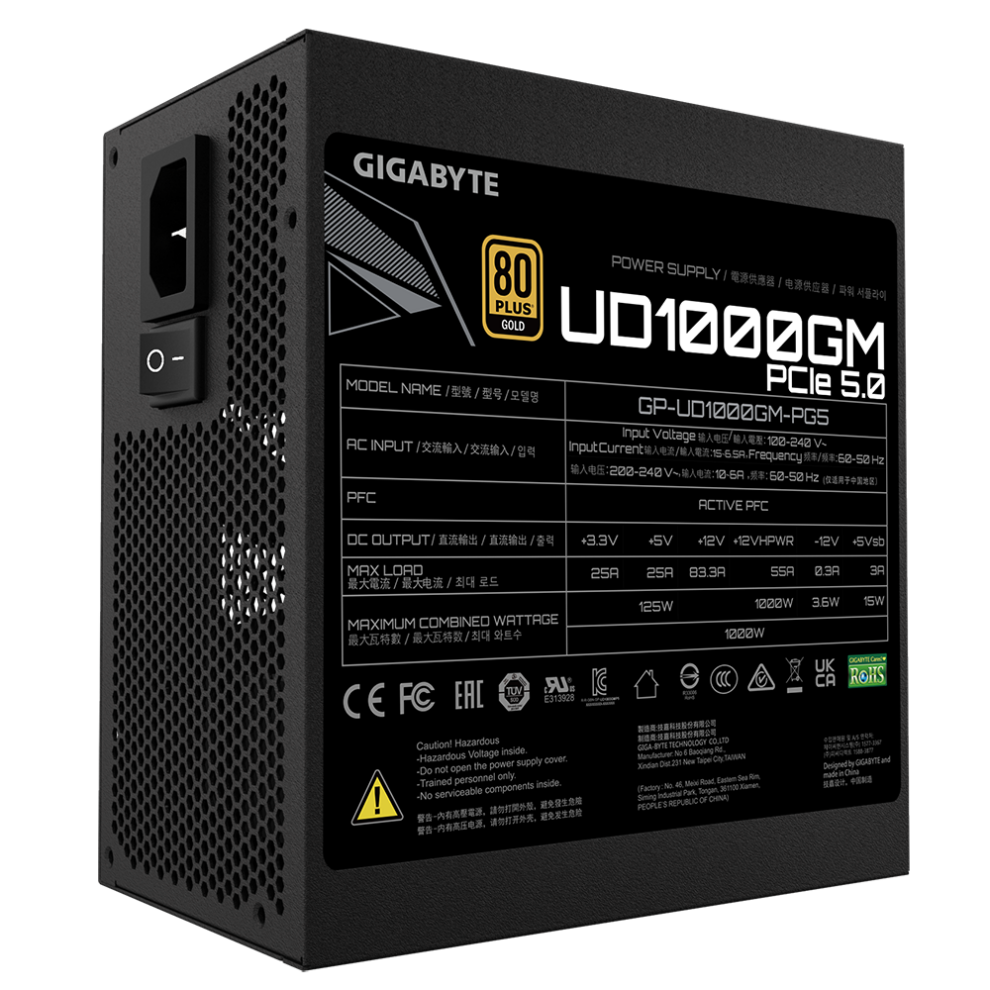 Fuente de Poder 1000W Gigabyte GP-UD1000GM PG5, 80 PLUS Gold, Full ...