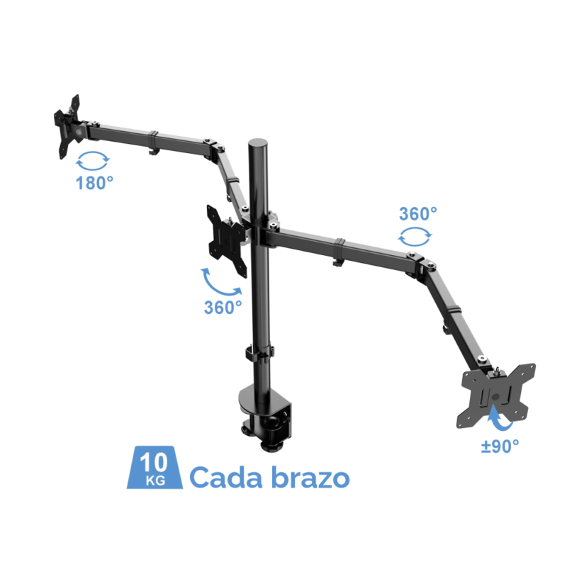 Soporte articulado para 3 Monitores de 13" a 32", universal - SIPO