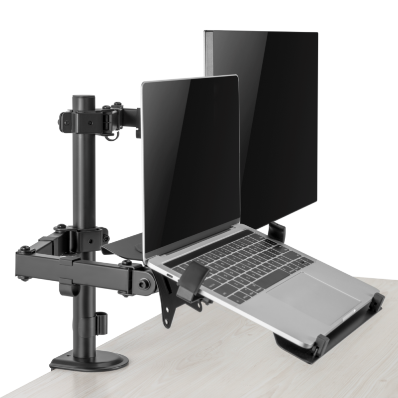 Soporte Doble 2 Brazos Escritorio para Monitor de 13″ a 32″ y Notebook ...