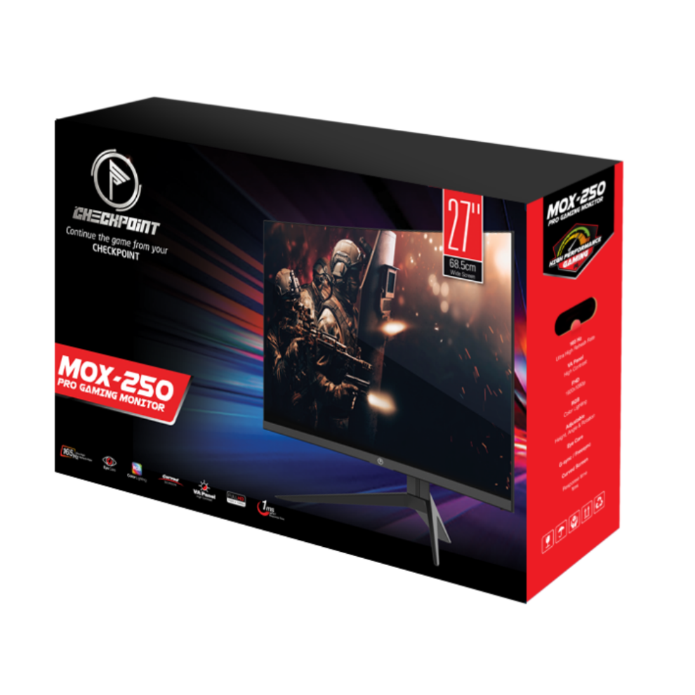 Monitor Curvo CheckPoint MOX-250, de 27" FHD VA, 165Hz, 1ms, HDMI y ...