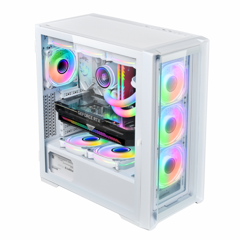 Gabinete Gamer Kronos White Ice 360° - E-ATX, Vidrio Templado, USB 3.0 ...