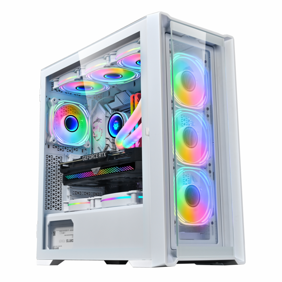 Gabinete Gamer Kronos White Ice 360° - E-ATX, Vidrio Templado, USB 3.0 ...