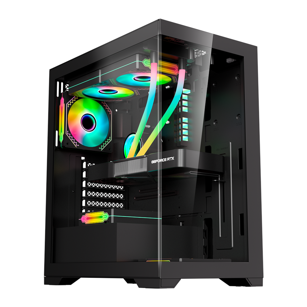 Gabinete Crystal Black RGB ATX, Vidrio Templado, USB 3.0 – SIPO