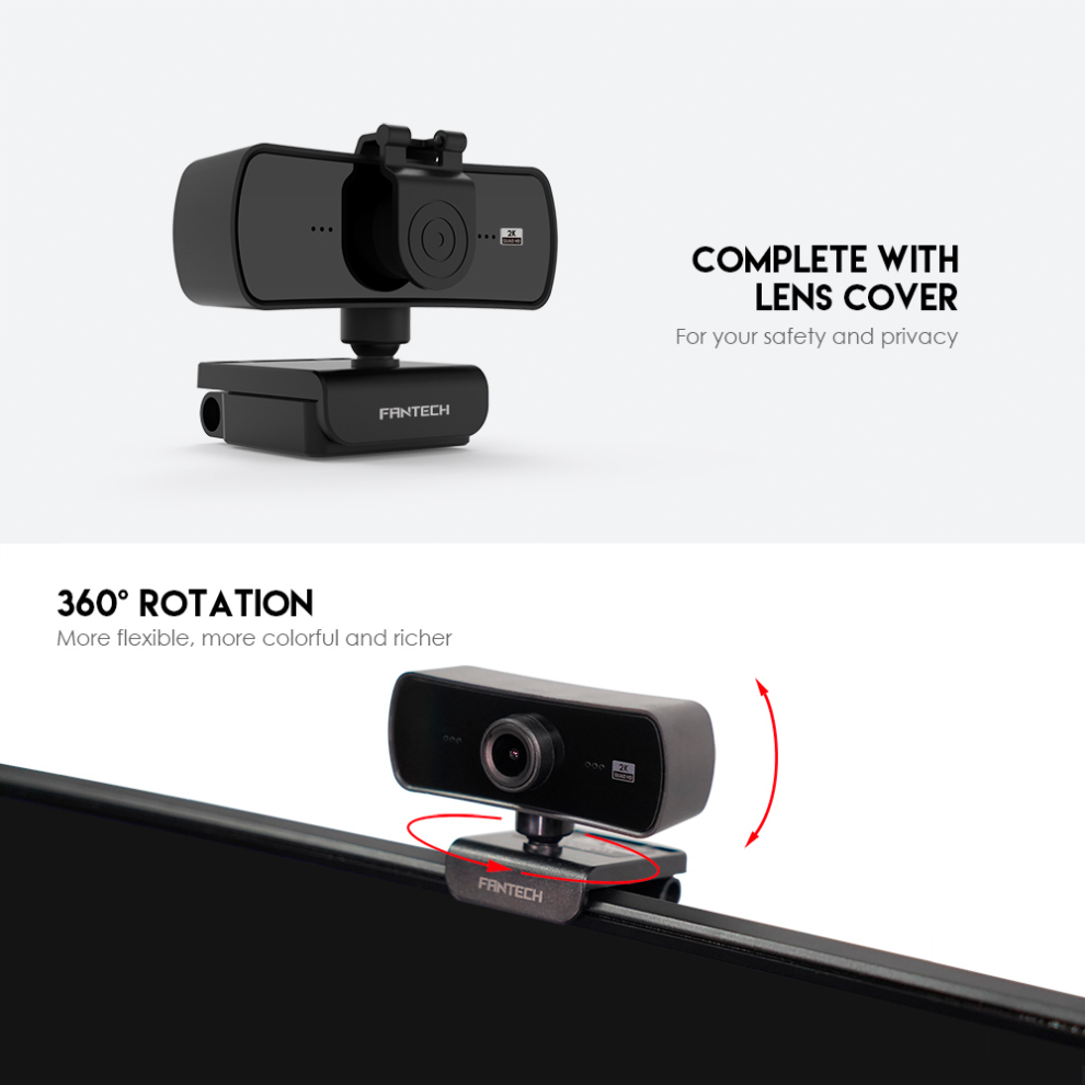 Cámara Web Fantech Luminous C30, QHD, 2K, 1440p, Gira 360° – SIPO