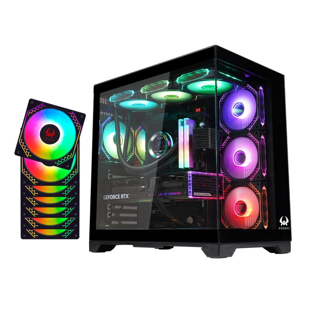 Gabinete Kronos Frost Black, ATX, Panel Vidrio, 7 Fan ARGB – SIPO
